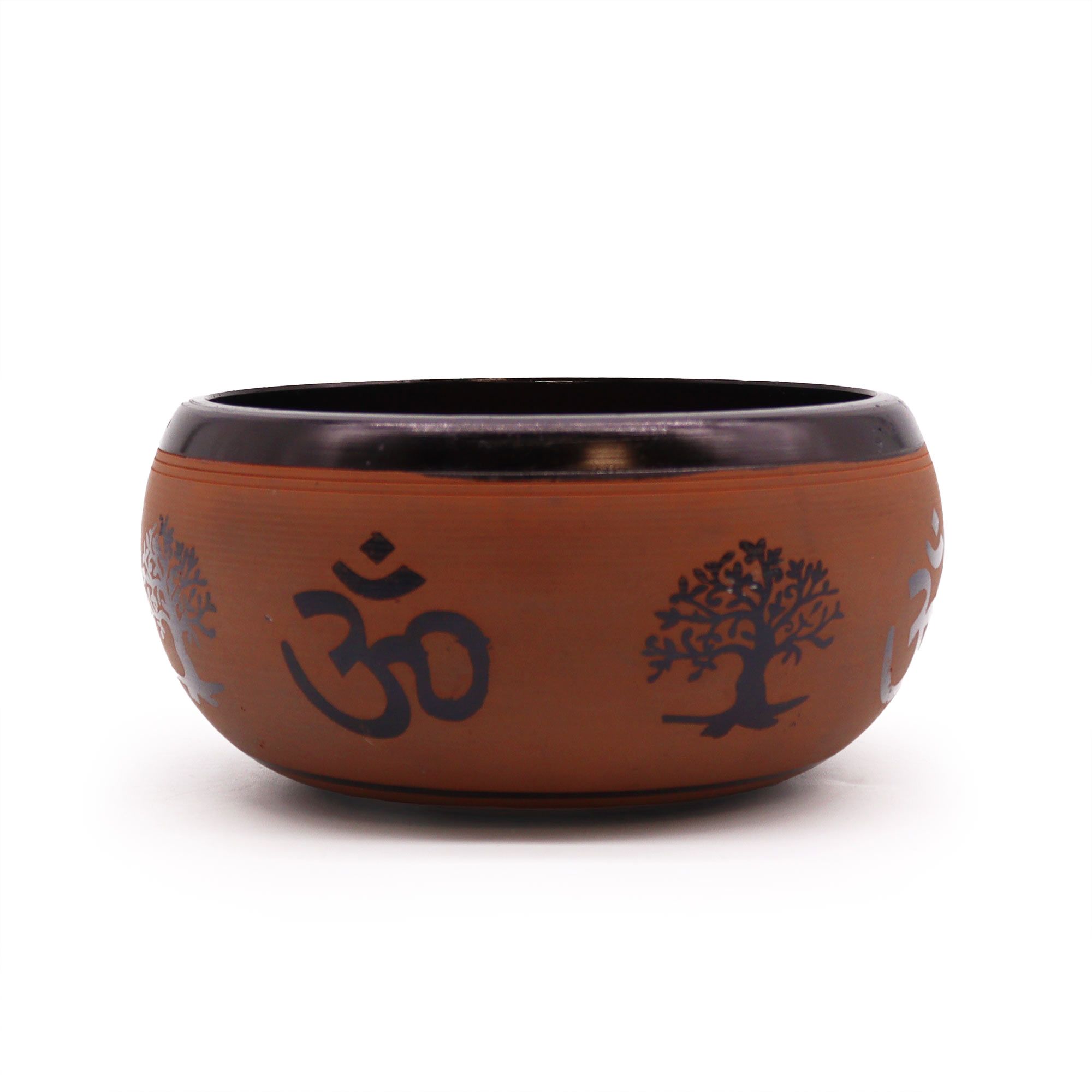 Earth Powder Singing Bowl - Clay Om Buddha - 16cm - Happy Buddha
