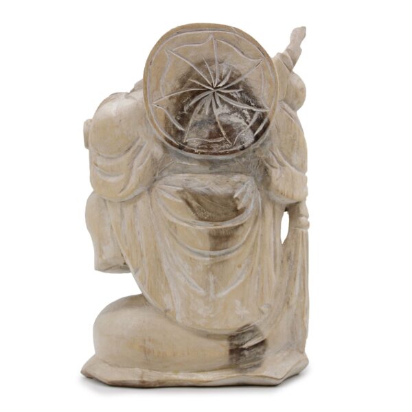 Happy Buddha Bring Wood - Whitewash 30cm - Happy Buddha
