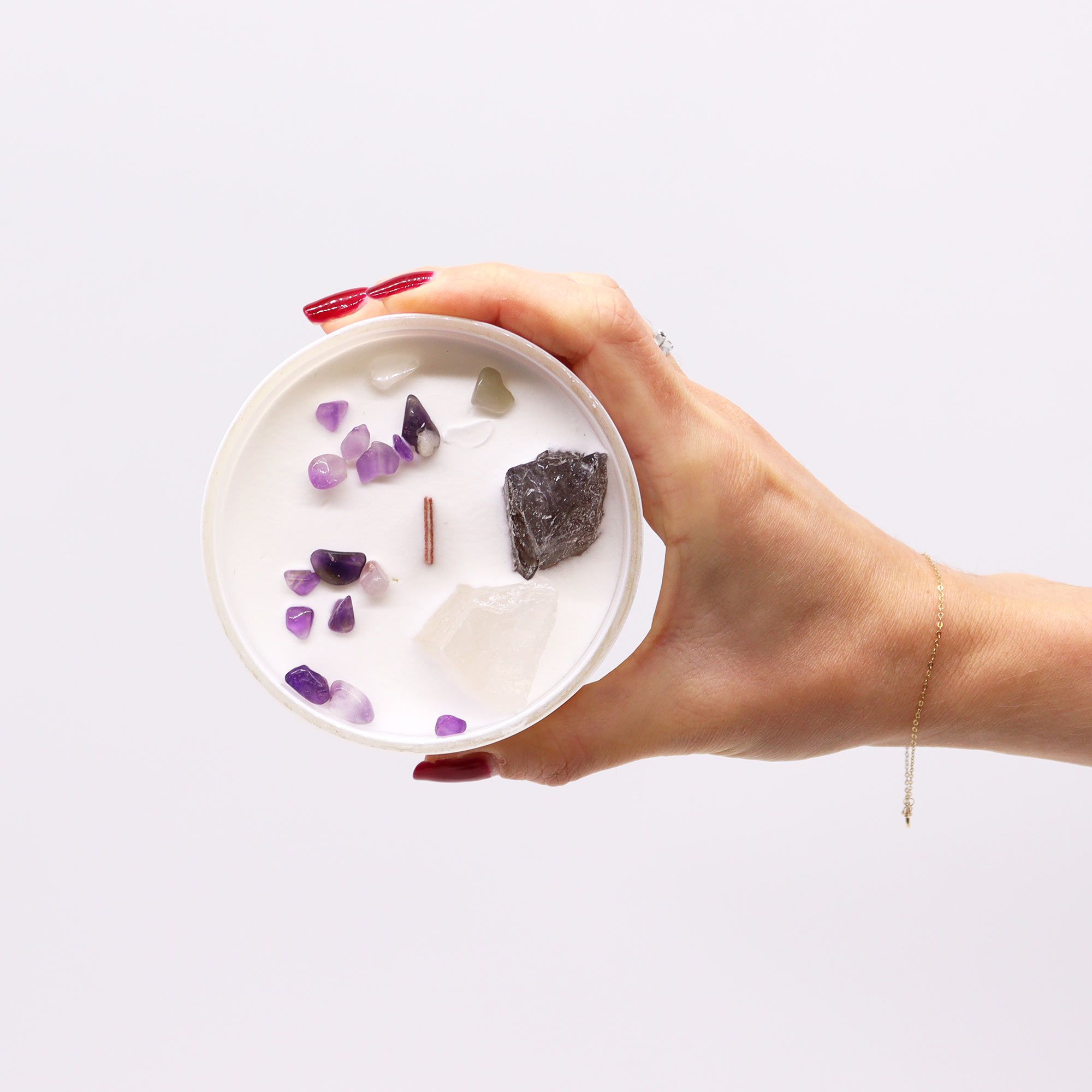 Chakra Crystal Candles - Crown Chakra - Happy Buddha