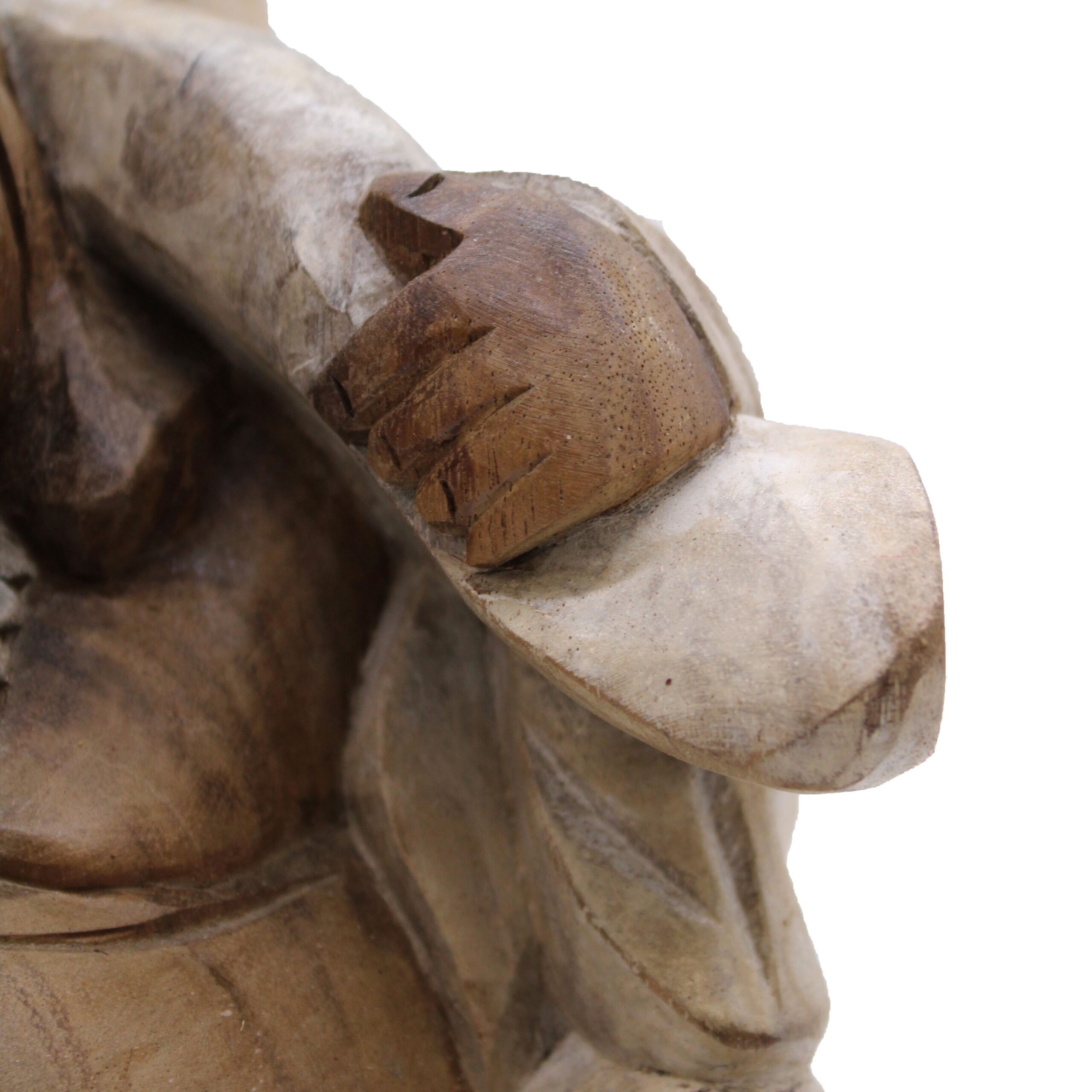 Happy Buddha Bring Wood - Whitewash 30cm - Happy Buddha