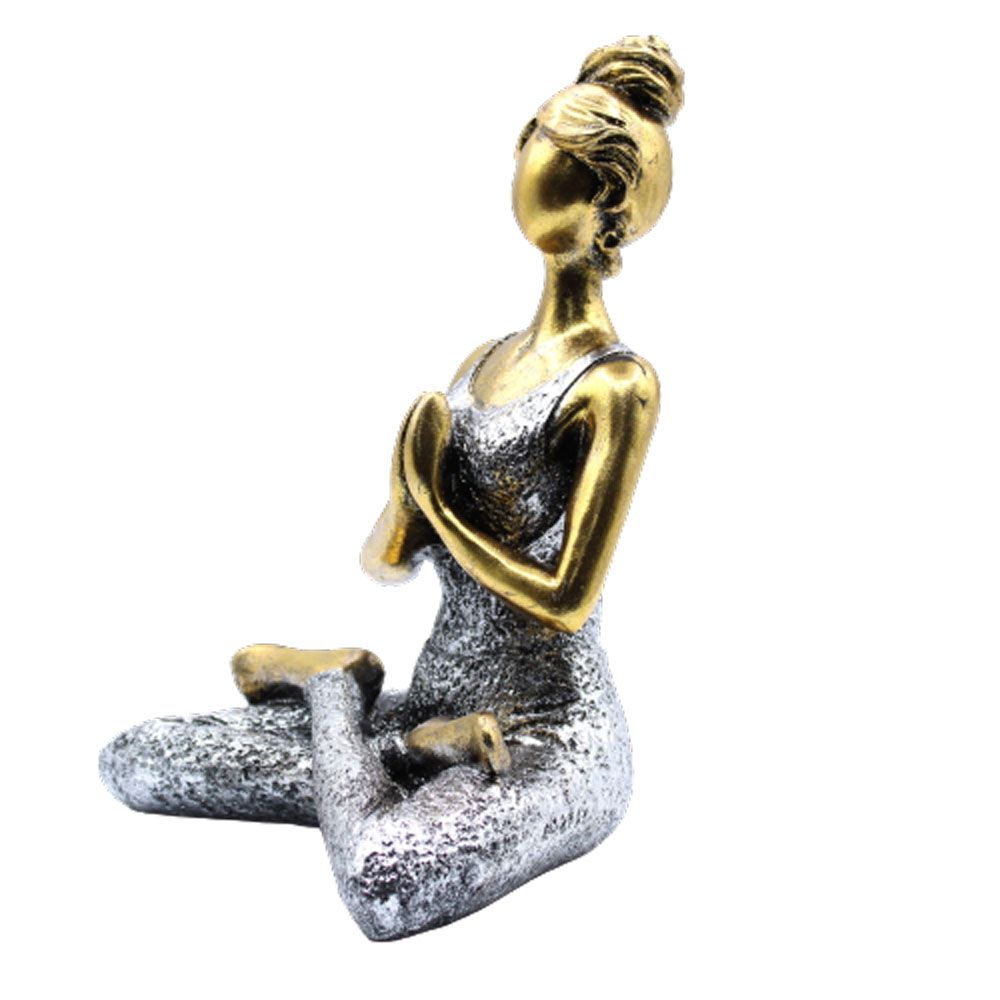 Yoga Lady Figure - Bronze & Silver 24cm - Happy Buddha
