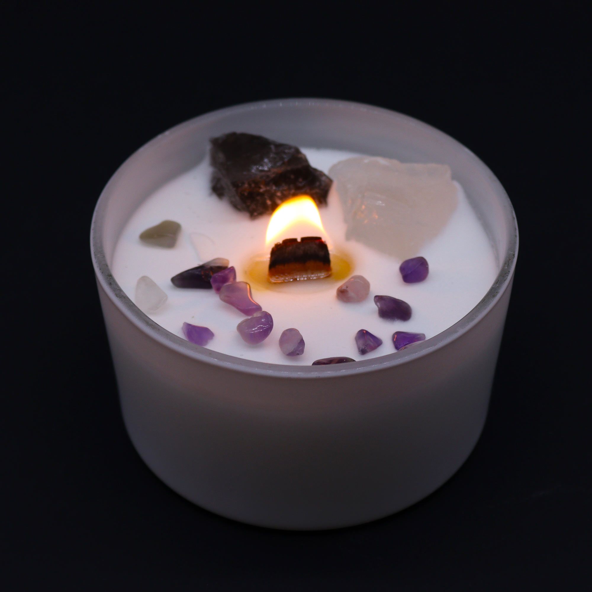 Chakra Crystal Candles - Crown Chakra - Happy Buddha