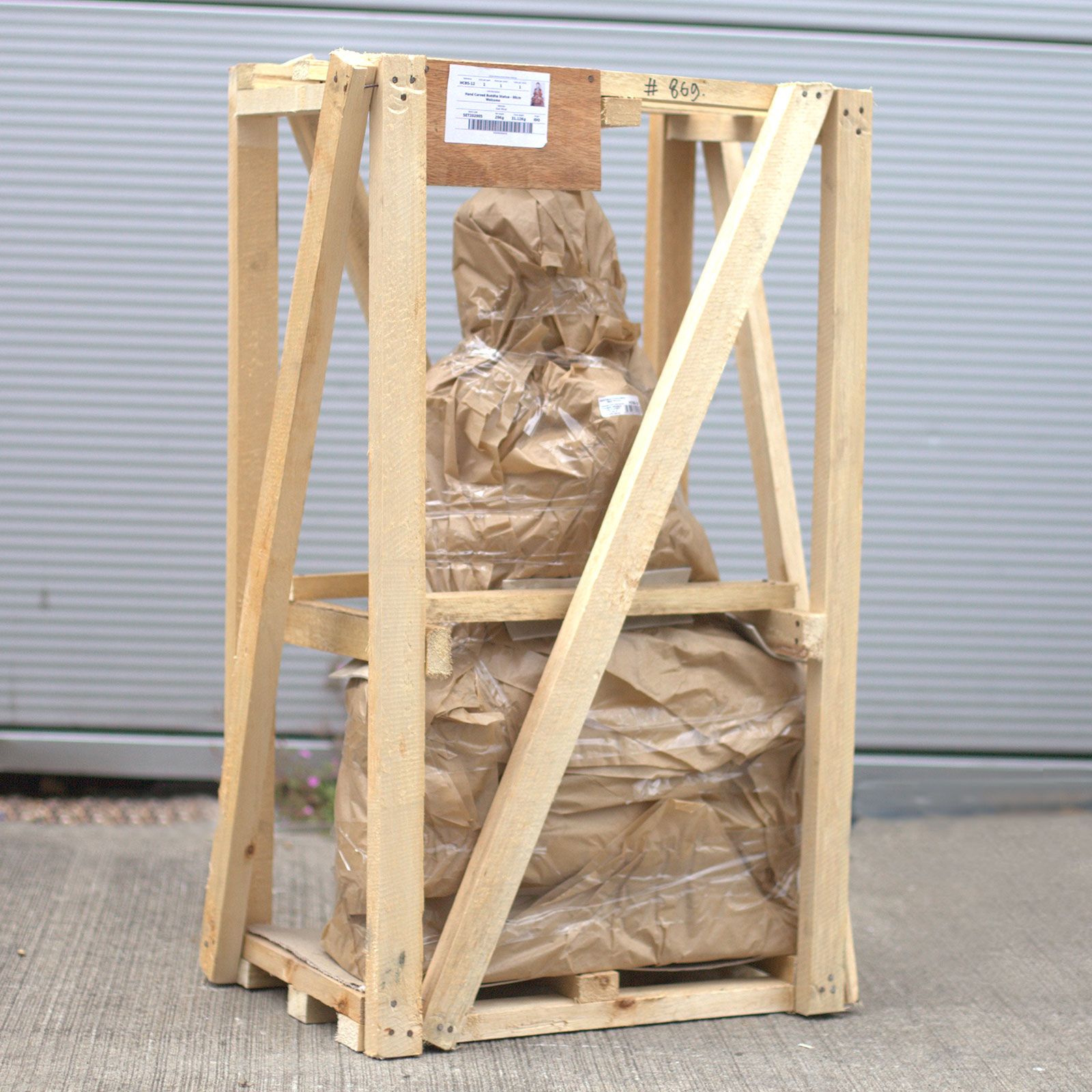 Hand Carved Buddha Statue - 25cm Thinking - Happy Buddha