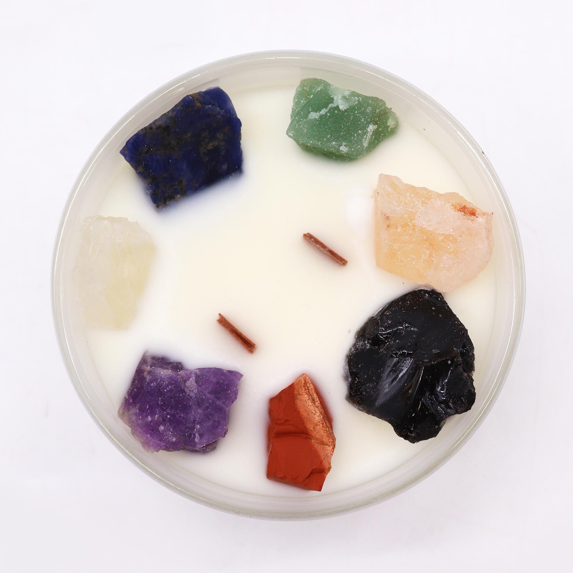Large Chakra Crystal Candles - Seven Charkra - Happy Buddha