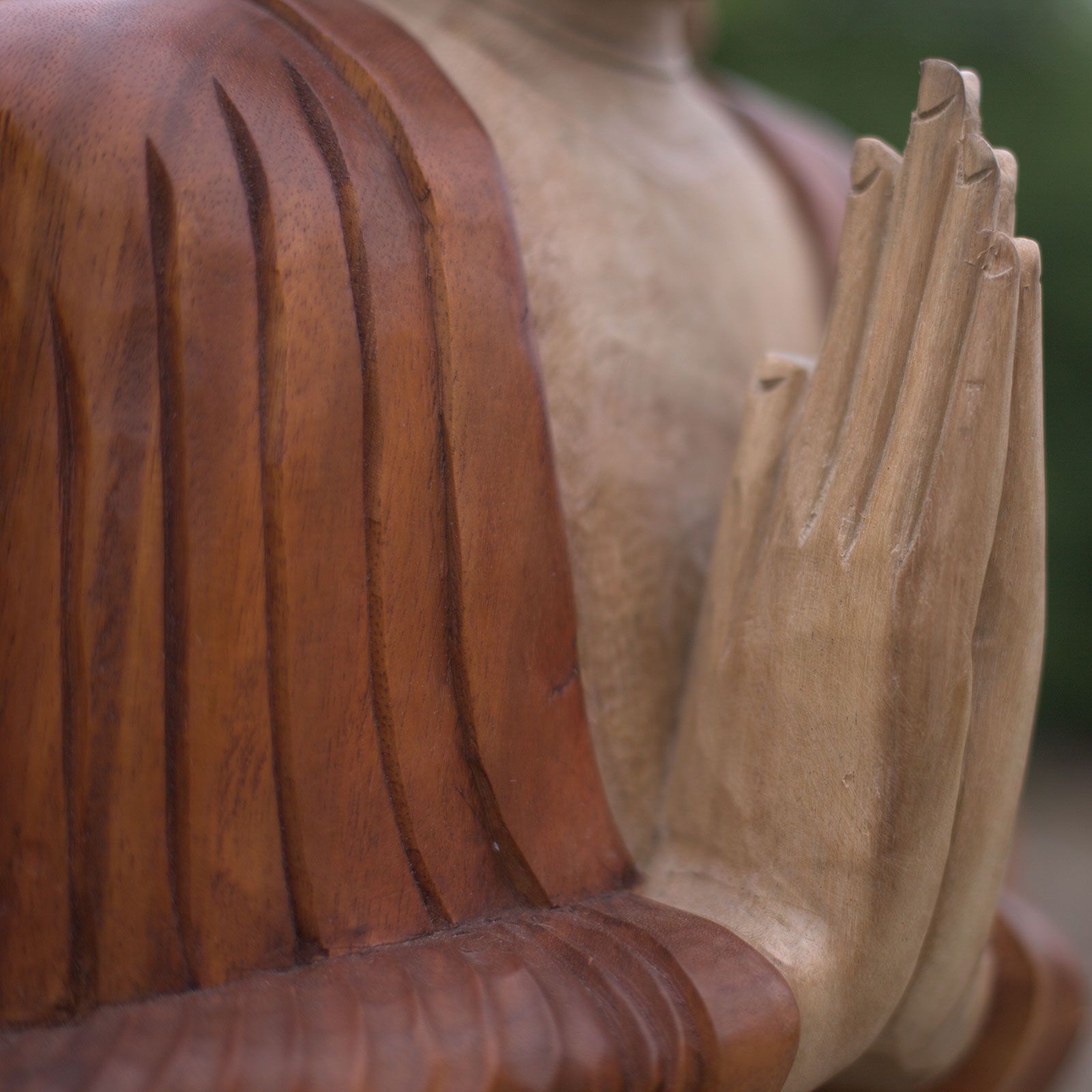Hand Carved Buddha Statue - 25cm Thinking - Happy Buddha