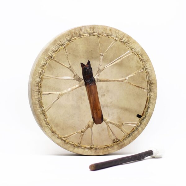 Spirit of the Wolf - Shaman Drum & Stick- Tunable - 40cm - Happy Buddha