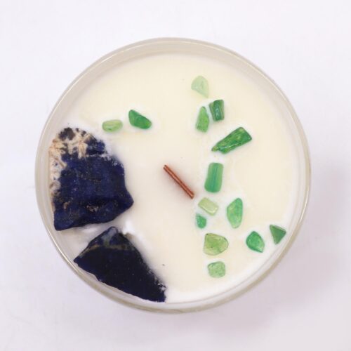 Chakra Crystal Candles - Throat Chakra - Happy Buddha