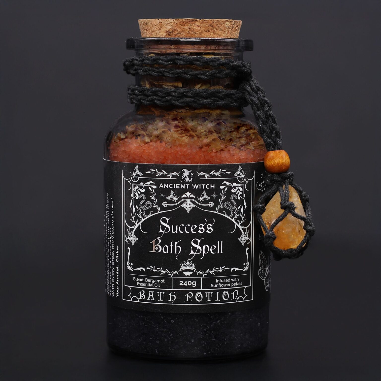 Ancient Witch Bath Spell Potion & Citrine Crystal Amulet - Success ...